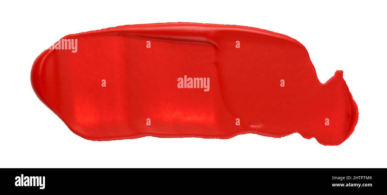 Red paint smear shape isolated on white background Stock Photo - Alamy