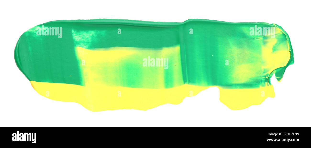 Green and yellow paint smear shape isolated on white background Stock ...