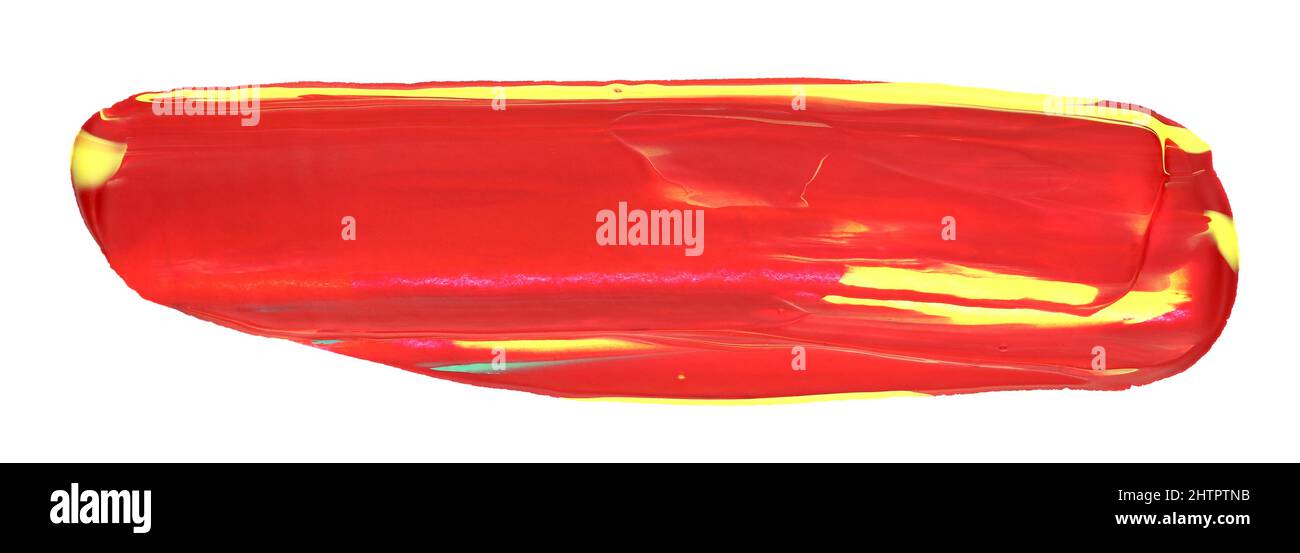 Red and yellow paint smear shape isolated on white background Stock ...