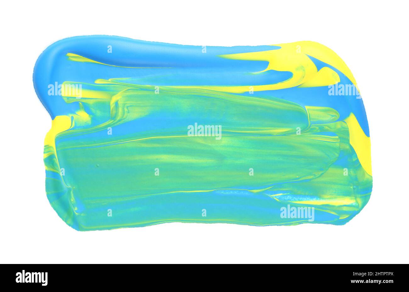 Blue and yellow paint smear shape isolated on white background Stock ...