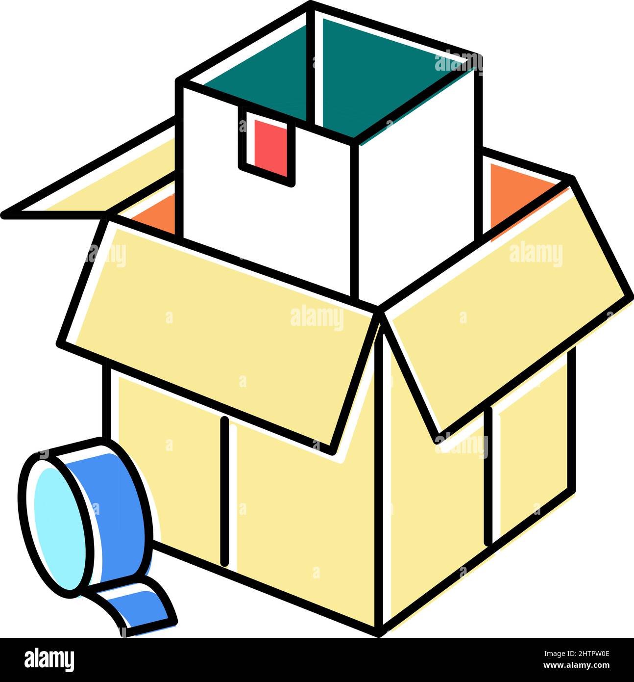 packaging and wrapping parcel color icon vector illustration Stock ...