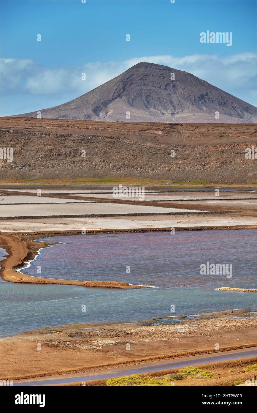 Salinas, salt pans in the northeast the island of Sal, Cape Verde Stock ...