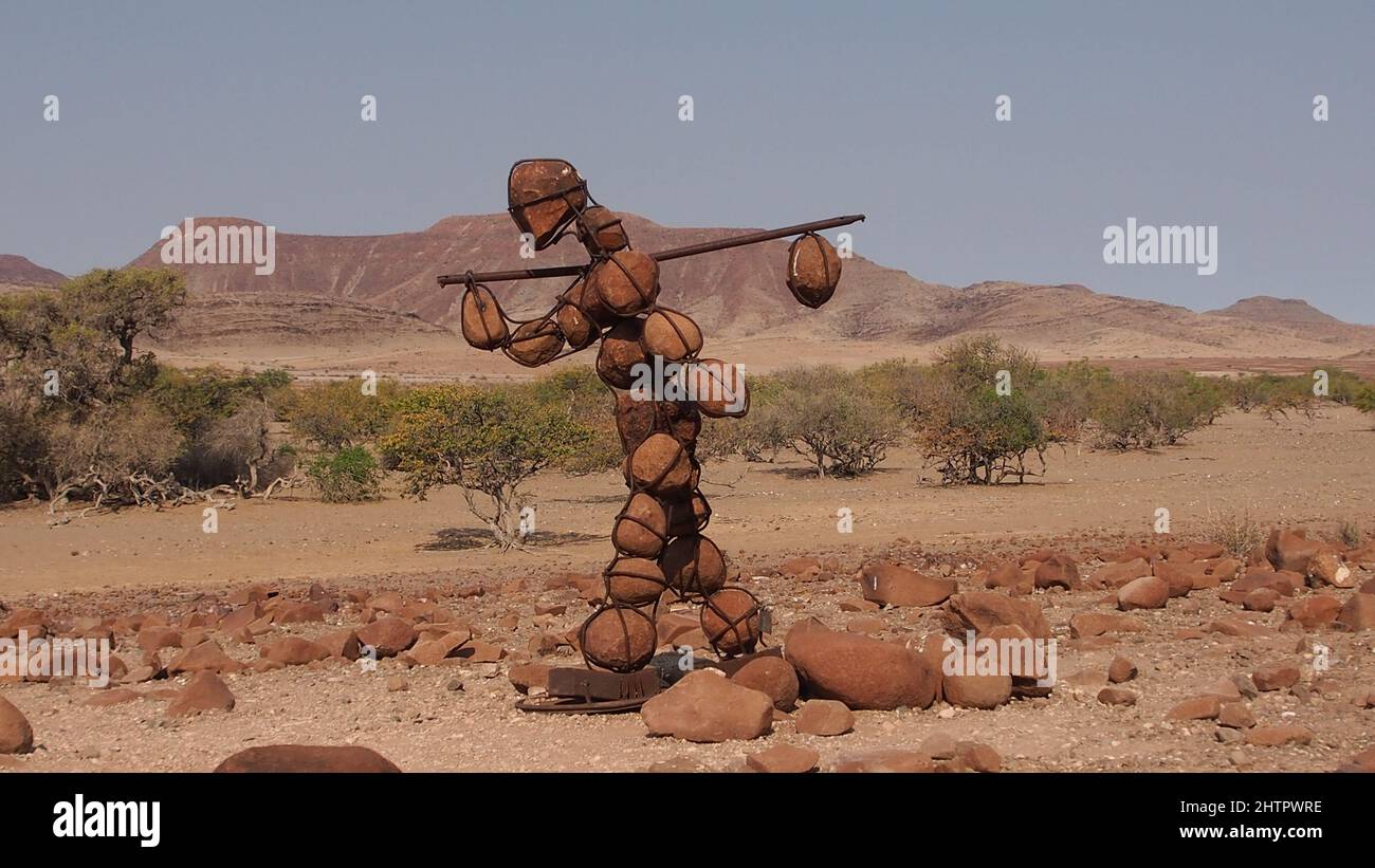 Puros, Namibia-August 4, 2021- Metal tag on the sculpture: Nr 27 - Name ...