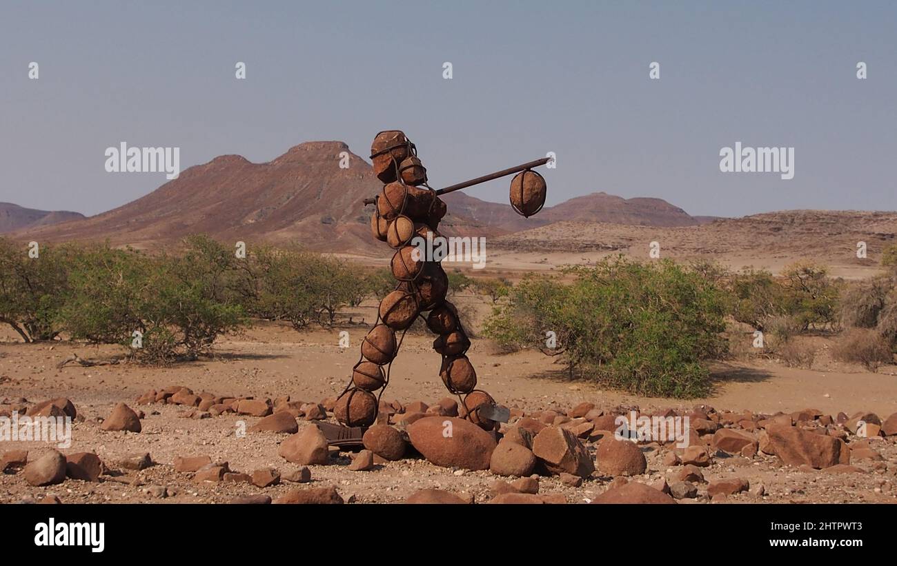 Puros, Namibia-August 4, 2021- Metal tag on the sculpture: Nr 27 - Name ...