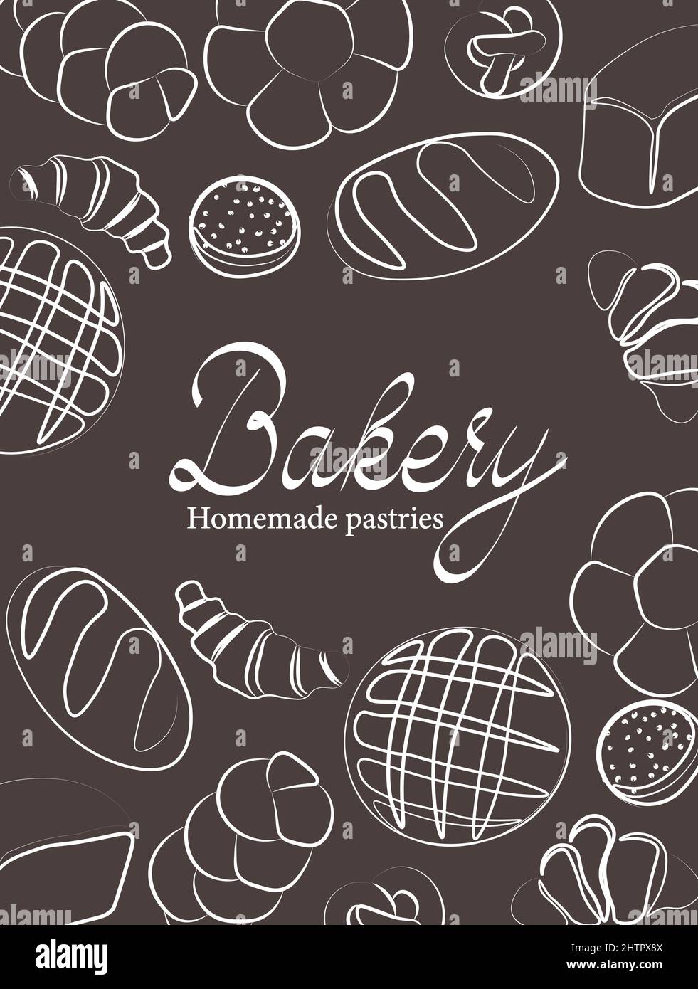 Trendy vector design for bakery or cafe.Illustrations of buns, bread ...