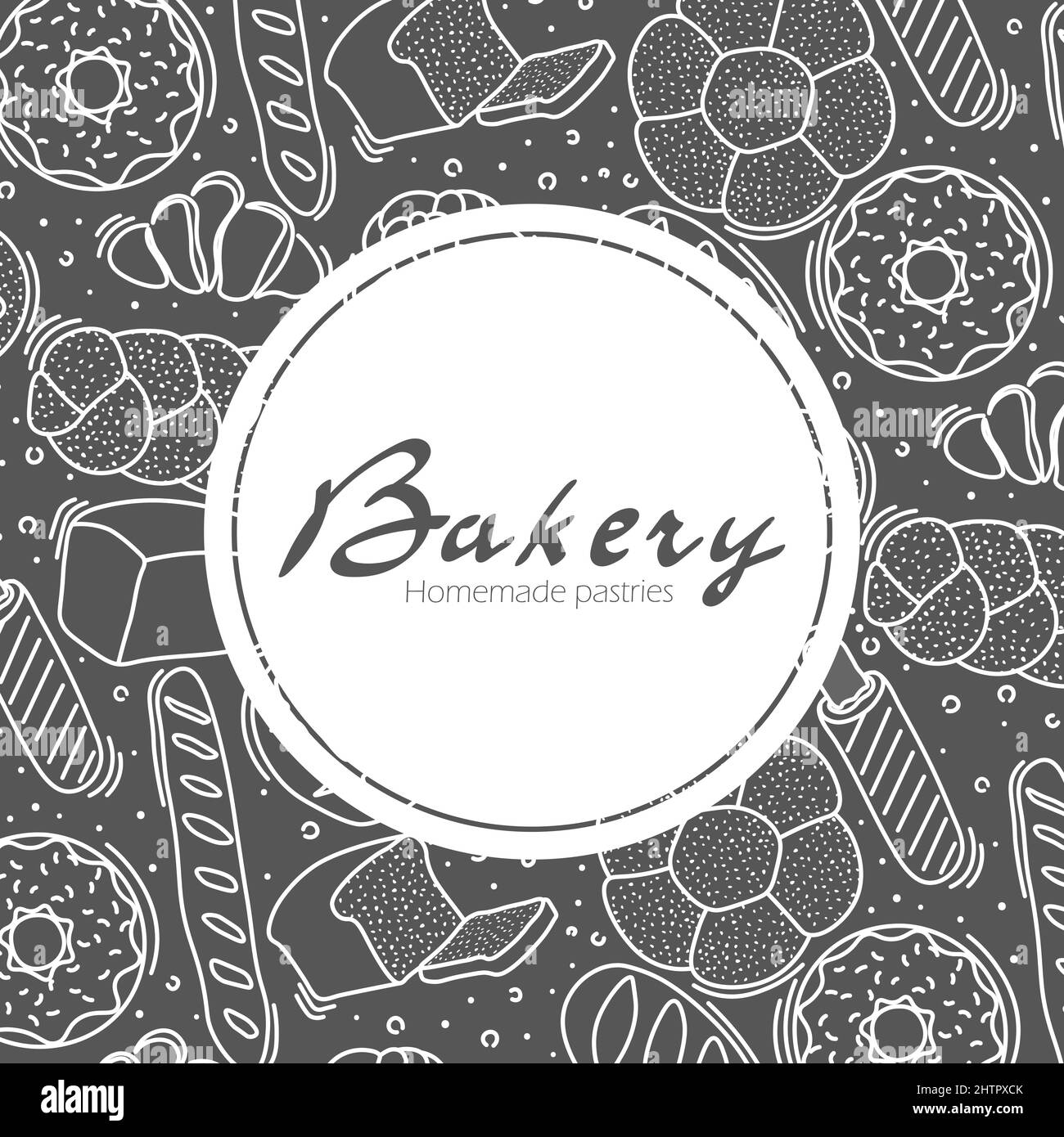 Trendy vector design for bakery or cafe.Illustrations of buns, bread ...
