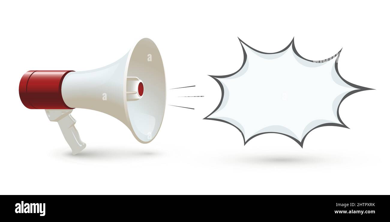Megaphone and speech bubble business announcement vector illustration ...