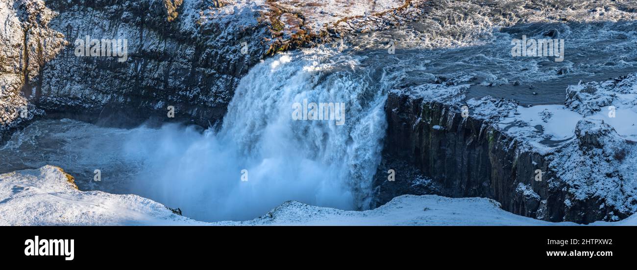 Hafragilsfoss waterfall in Northeast Iceland spectacular panorama Stock ...