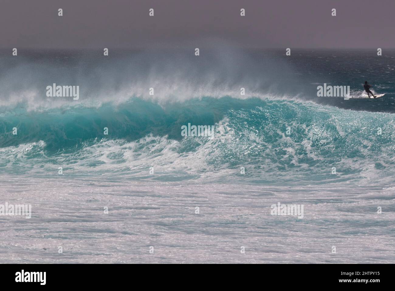 Atlantic surf coming ashore, at Ponta Preta, southwest coast of Sal ...