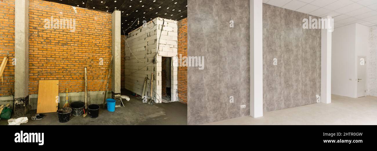 Comparison of a room in an apartment before and after renovation new ...