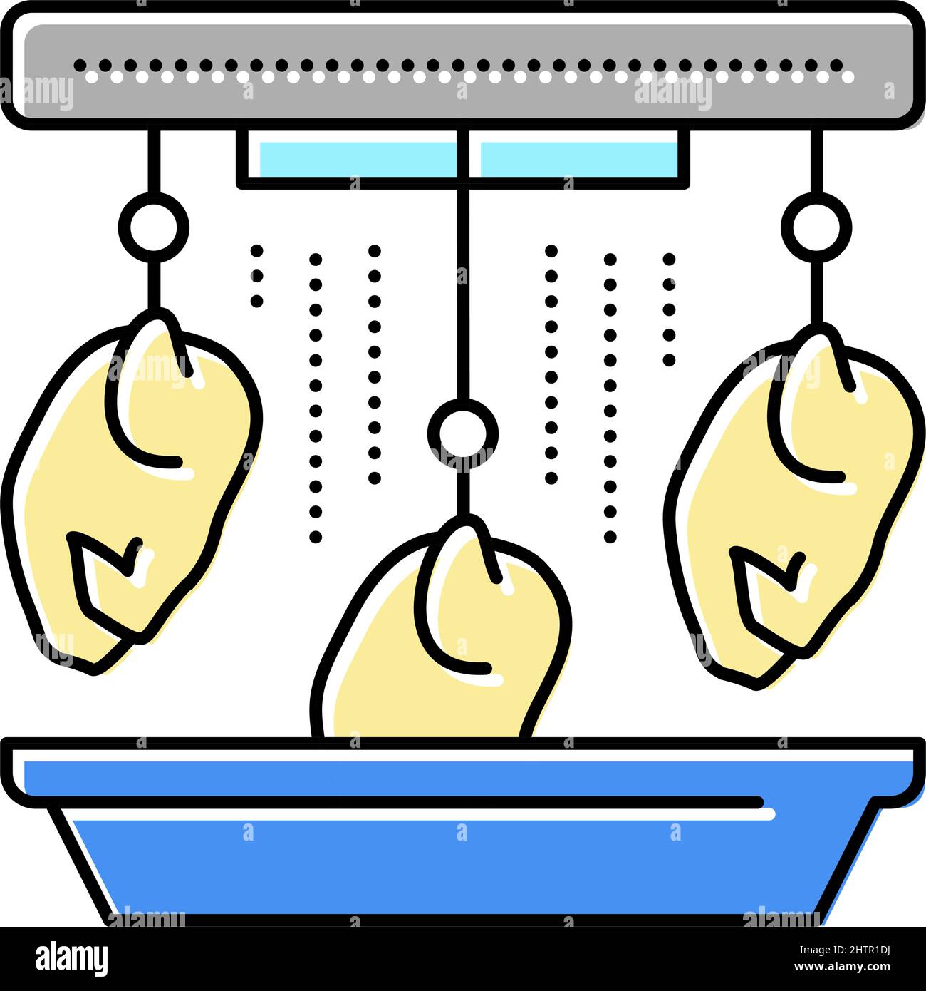 chicken carcass in factory washing machine color icon vector ...