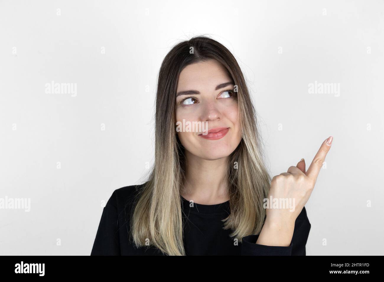 Young girl is thinking. Good idea coming to pretty girl's mind ...