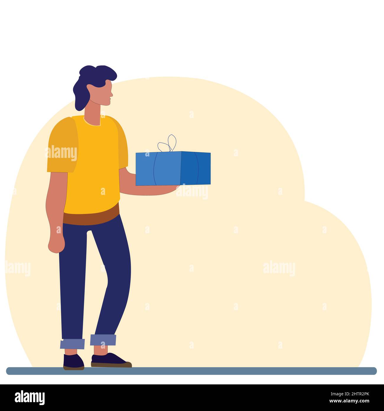 Delivery Boy Hold Box In Hand, Delivery concept illustration Vector ...