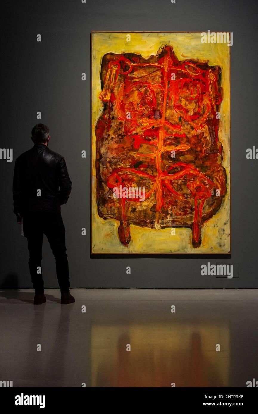 London, UK. 2 March 2022. A visitor views "Figure 59", c 1958, by Magda ...