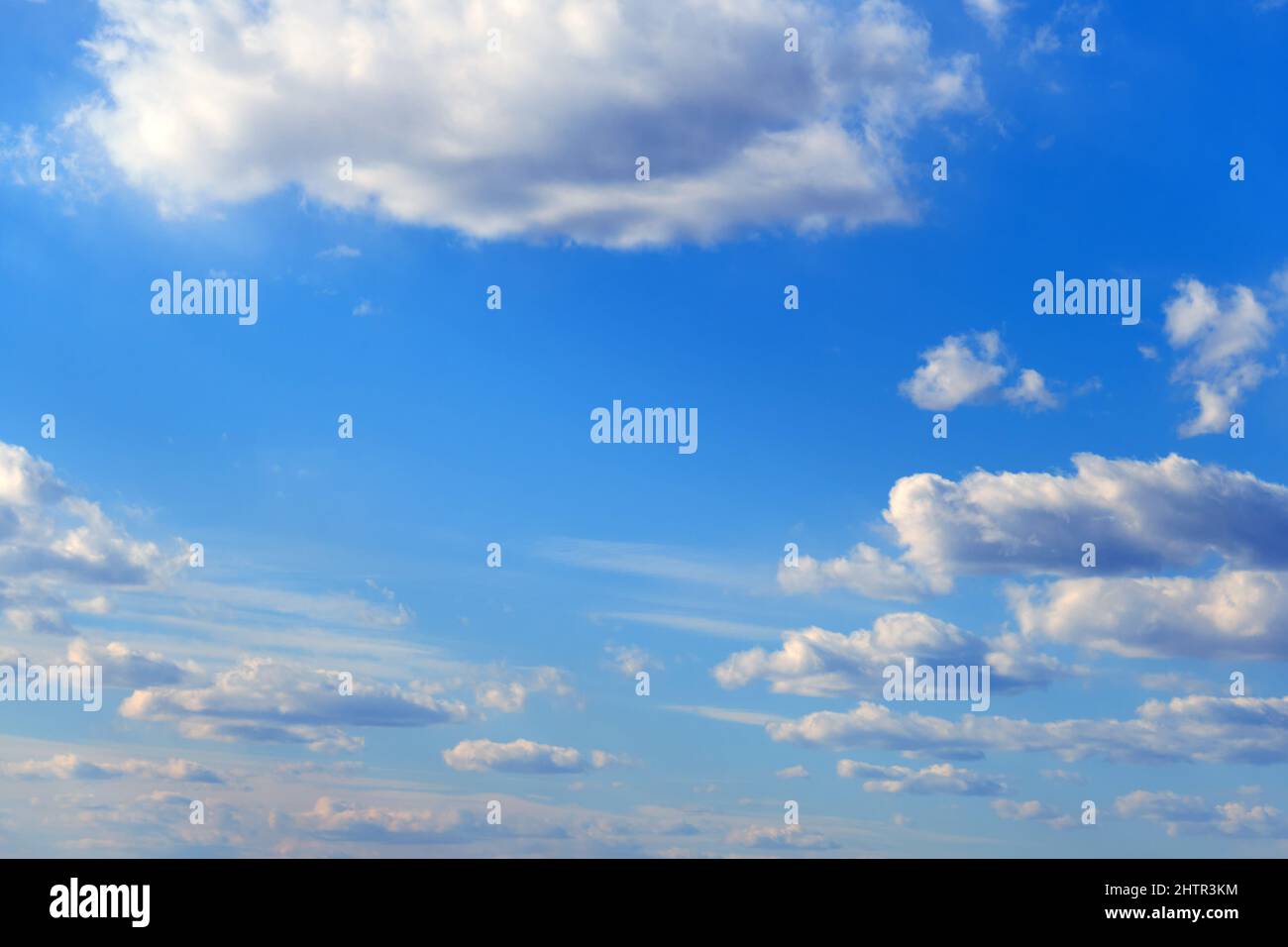 White clouds on a calm blue sky, cloudscape copy space for text Stock ...