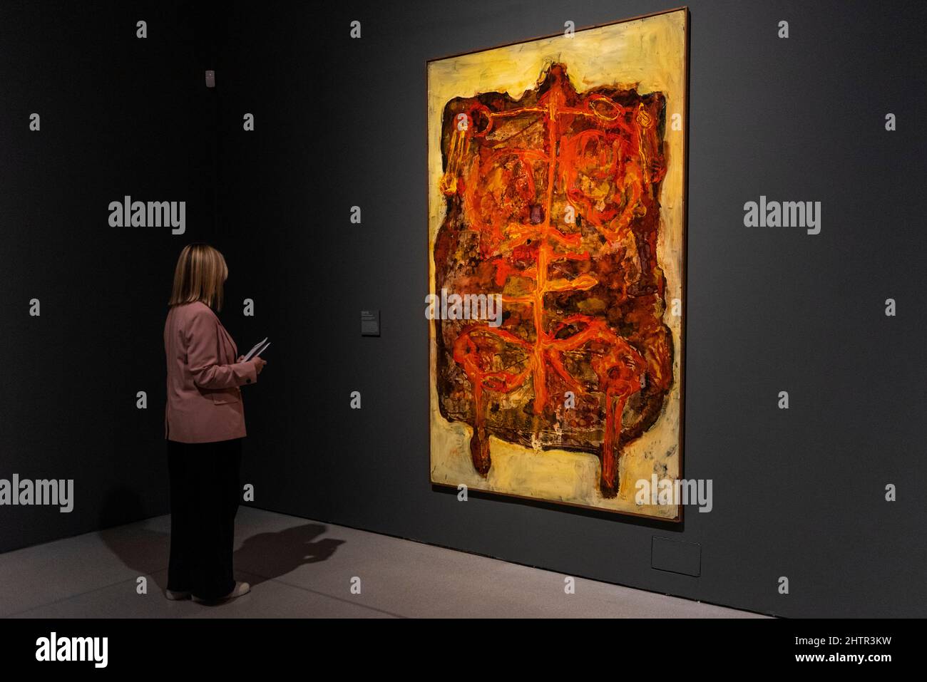 London, UK. 2 March 2022. A visitor views "Figure 59", c 1958, by Magda ...