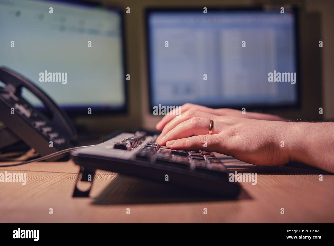 Businessman hand typing computer night hi-res stock photography and ...