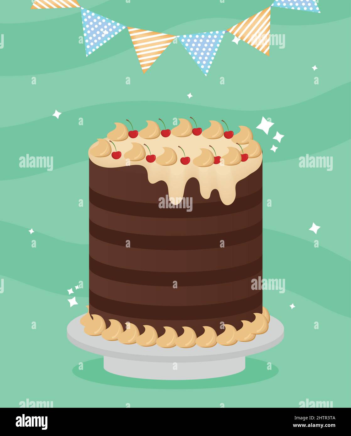 birthday cake and garland Stock Vector Image & Art - Alamy