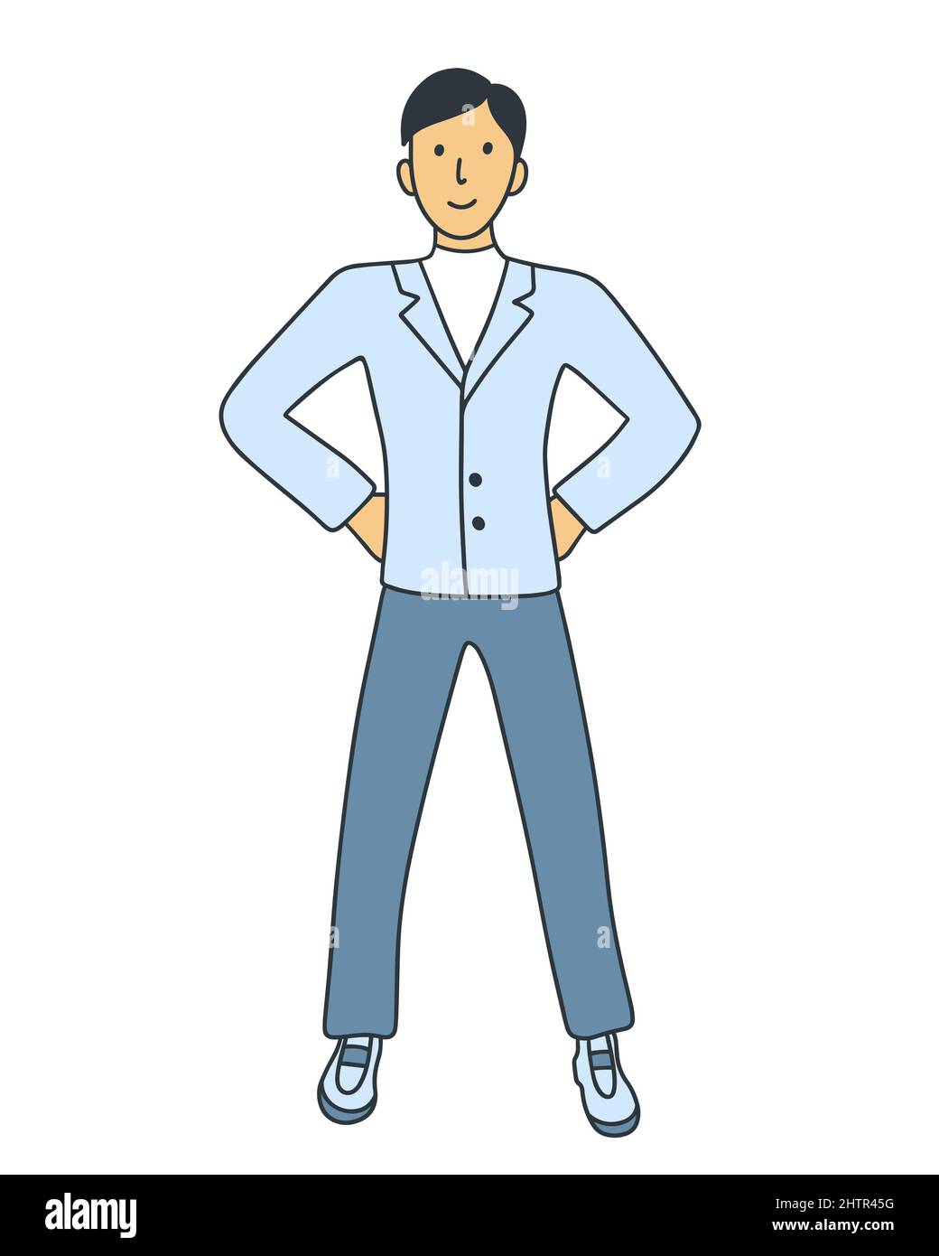 Pleased man stands doodle illustration Stock Vector Image & Art - Alamy