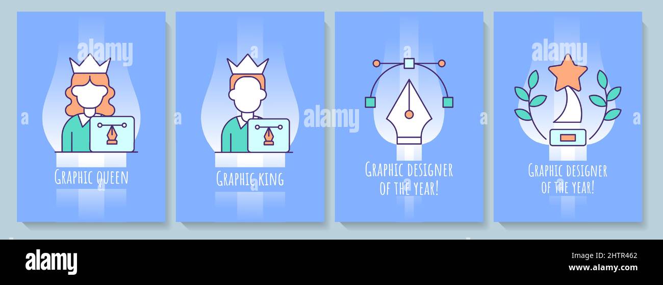 Graphic designer greeting cards with color icon element set Stock ...