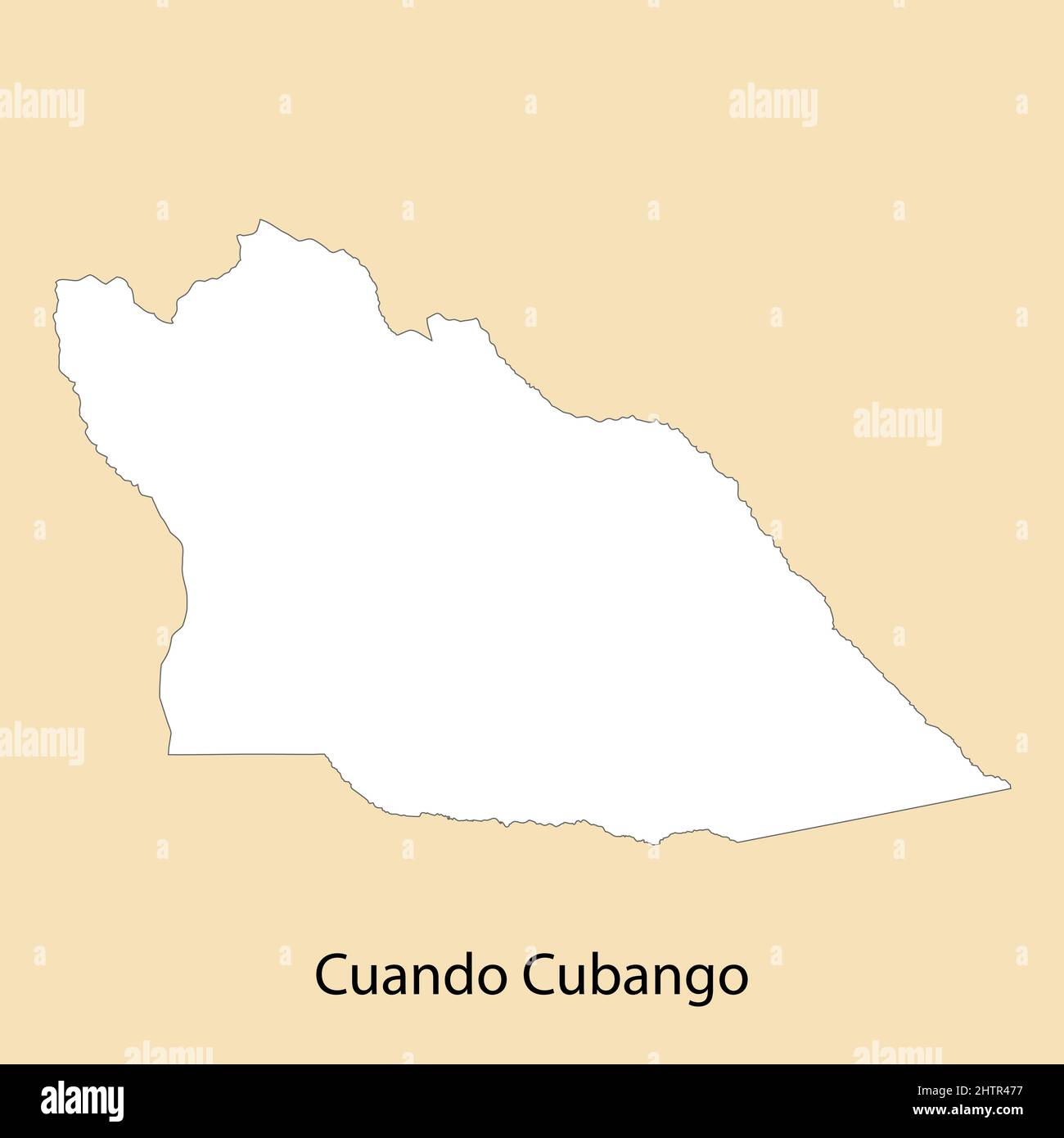High Quality map of Cuando Cubango is a region of Angola, with borders ...