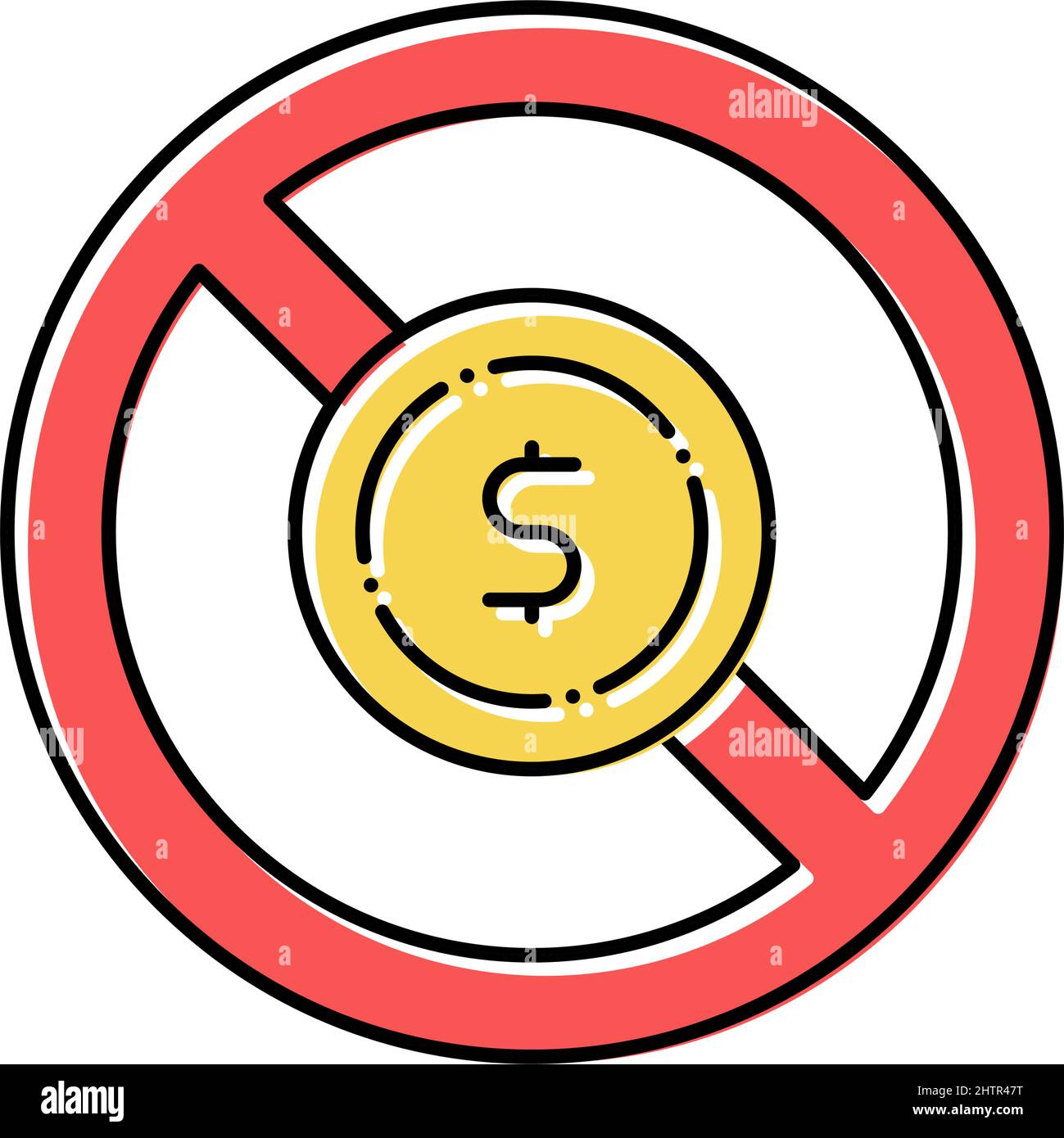 money crossed out coin color icon vector illustration Stock Vector ...