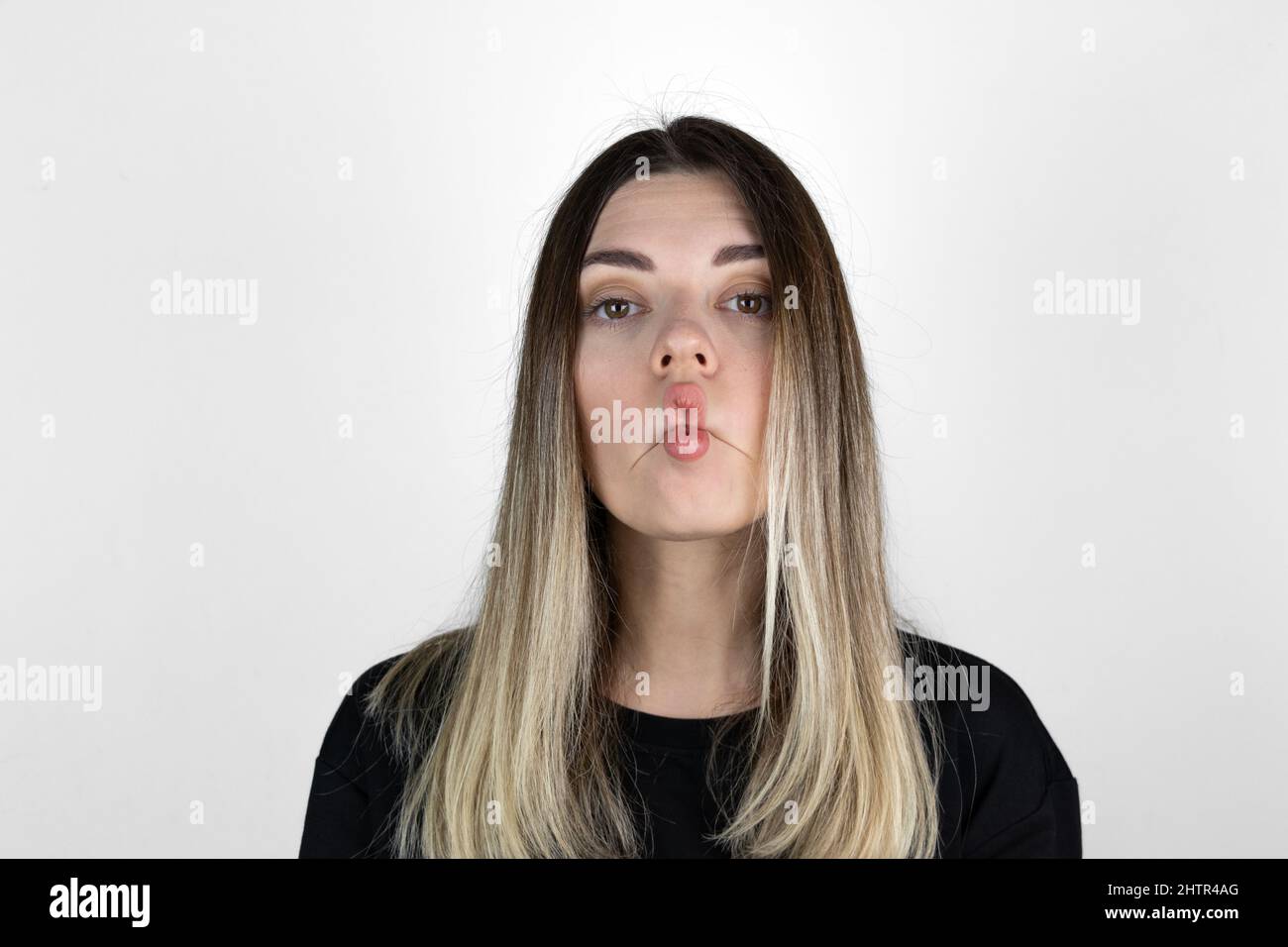 Close Up Indoor Portrait Of Cool Pretty Young Brunette Girl Woman