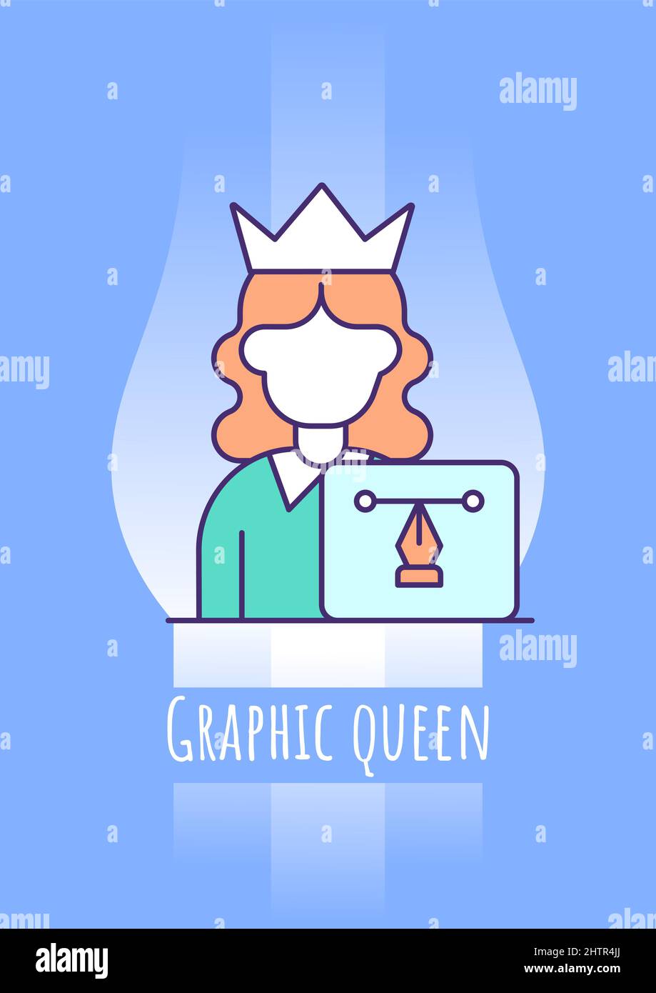 Graphic queen greeting card with color icon element Stock Vector Image ...