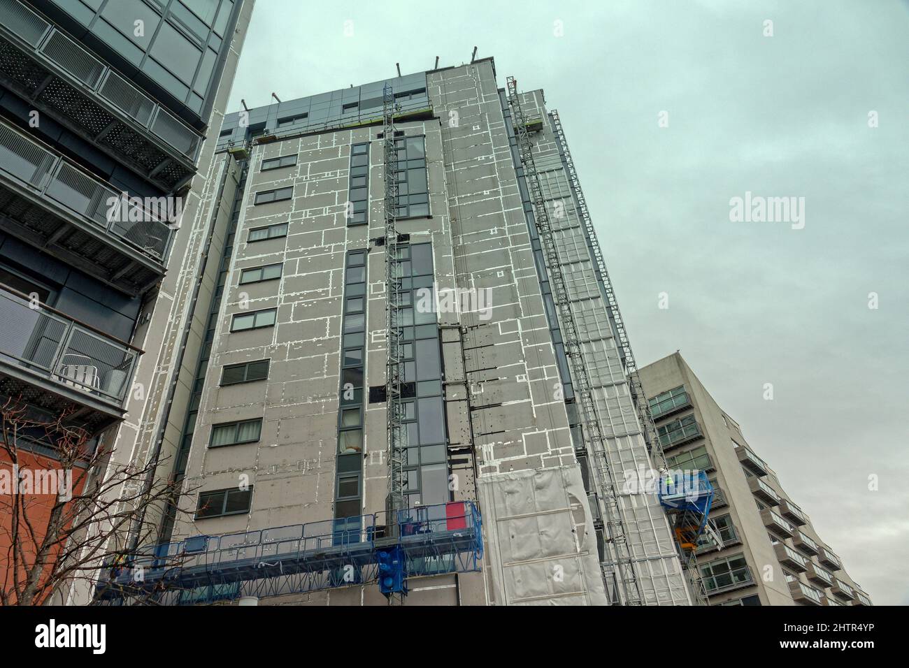 Glasgow, Scotland, UK 2nd March, 2022.Glasgow Harbour area cladding ...