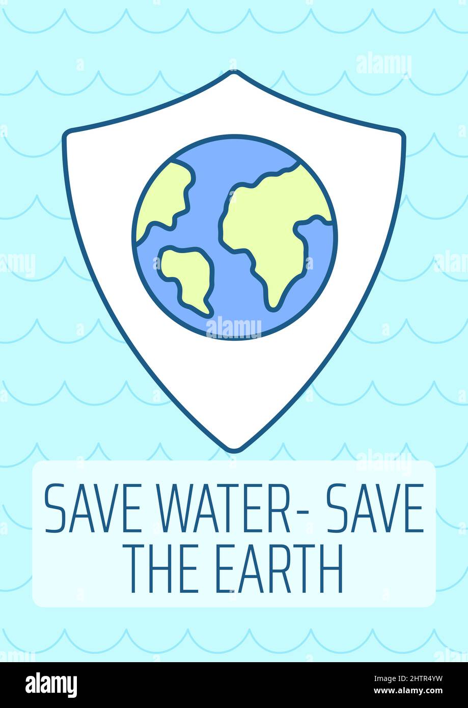 Save water and save earth greeting card with color icon element Stock ...