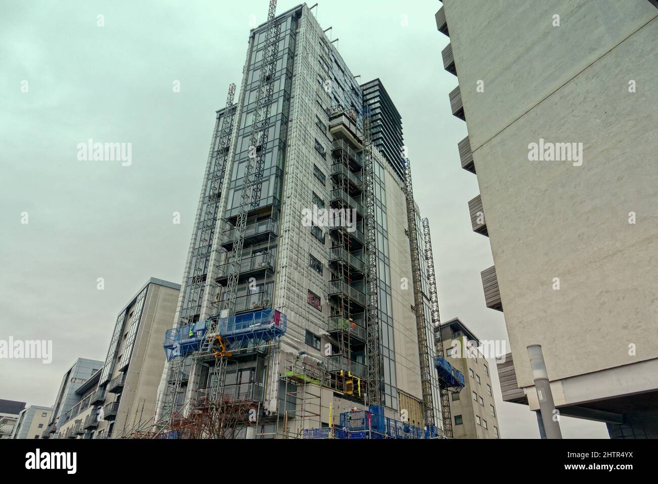 Glasgow, Scotland, UK 2nd March, 2022.Glasgow Harbour area cladding ...