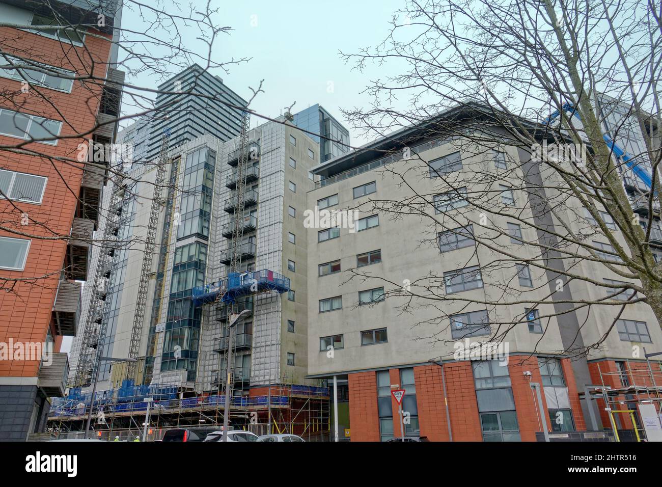 Glasgow, Scotland, UK 2nd March, 2022.Glasgow Harbour area cladding ...