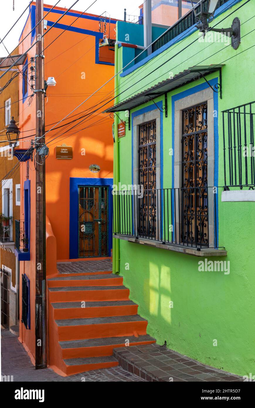 Mexico, Guanajuato State, Guanajuato, a colorful streetscape of the ...