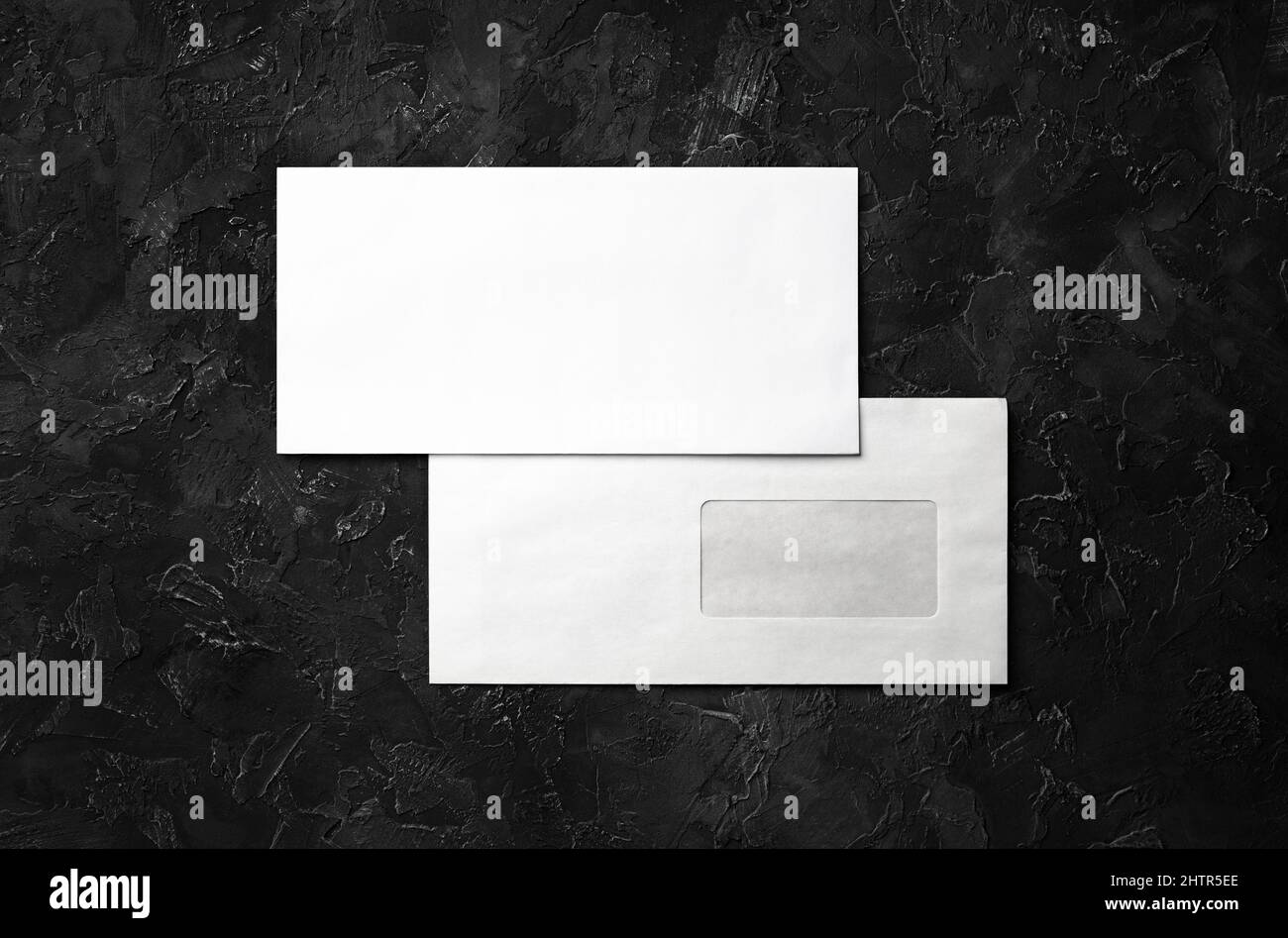 Two blank paper envelopes. Front and back side. Template for branding ...