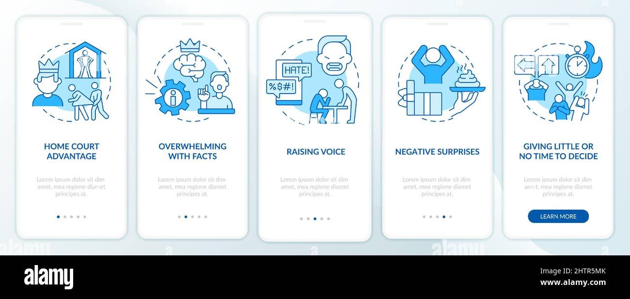 How emotional manipulation works blue onboarding mobile app screen ...