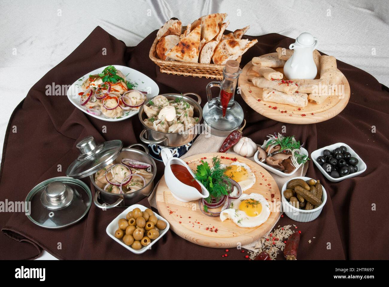 Different food dishes on the table, catering concept Stock Photo - Alamy