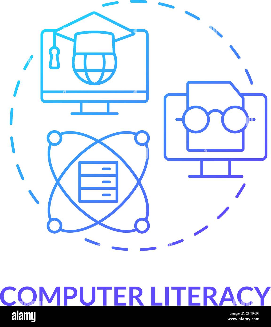 Computer literacy blue gradient concept icon Stock Vector Image & Art ...