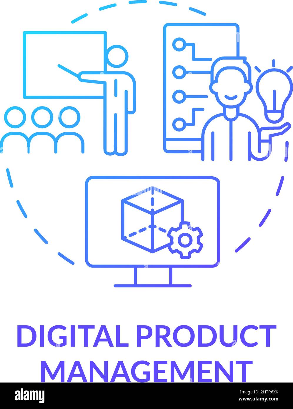 Digital product management blue gradient concept icon Stock Vector ...