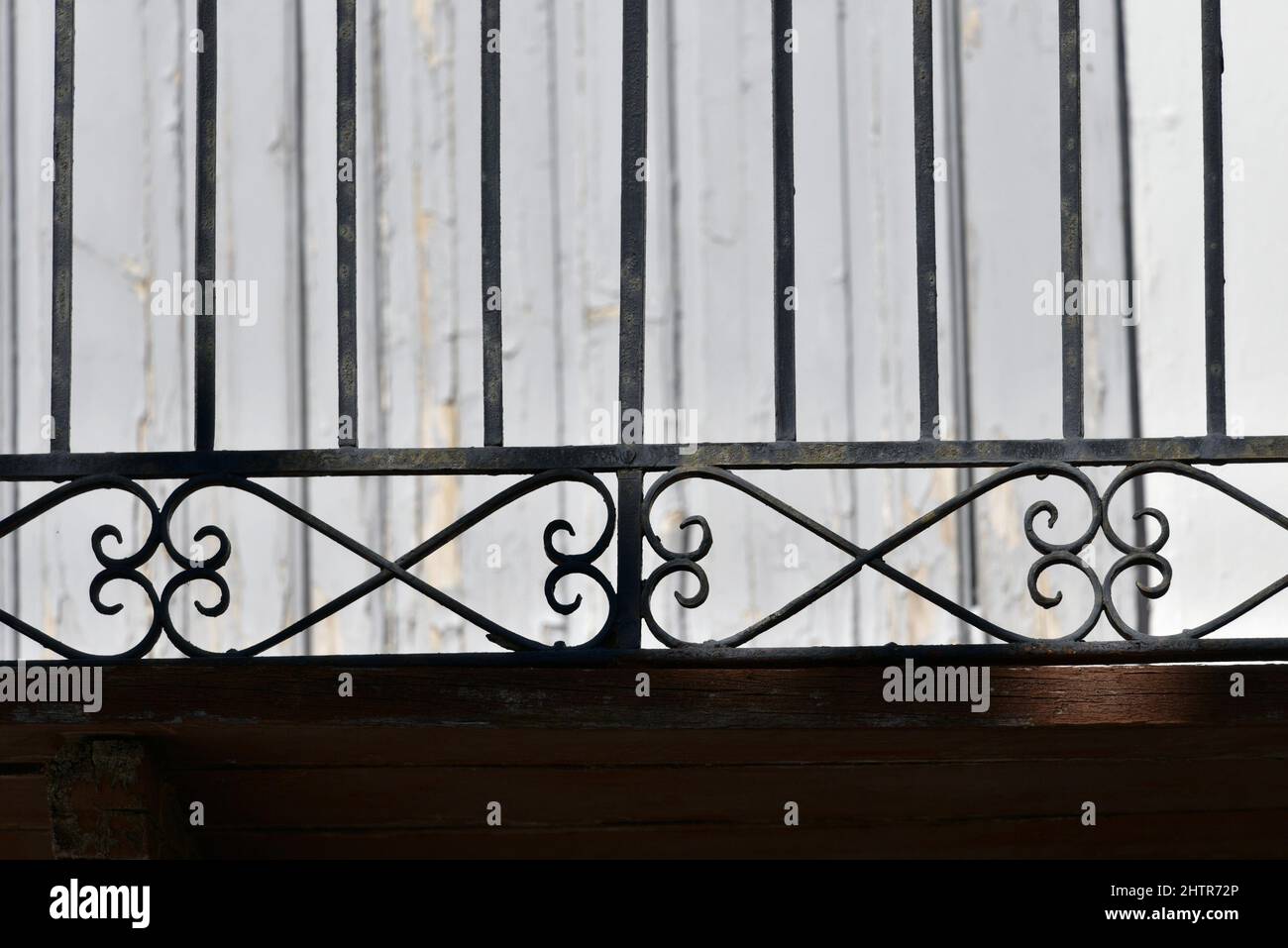 Traditional custom made wrought iron balcony railing in Nafplio, Greece ...