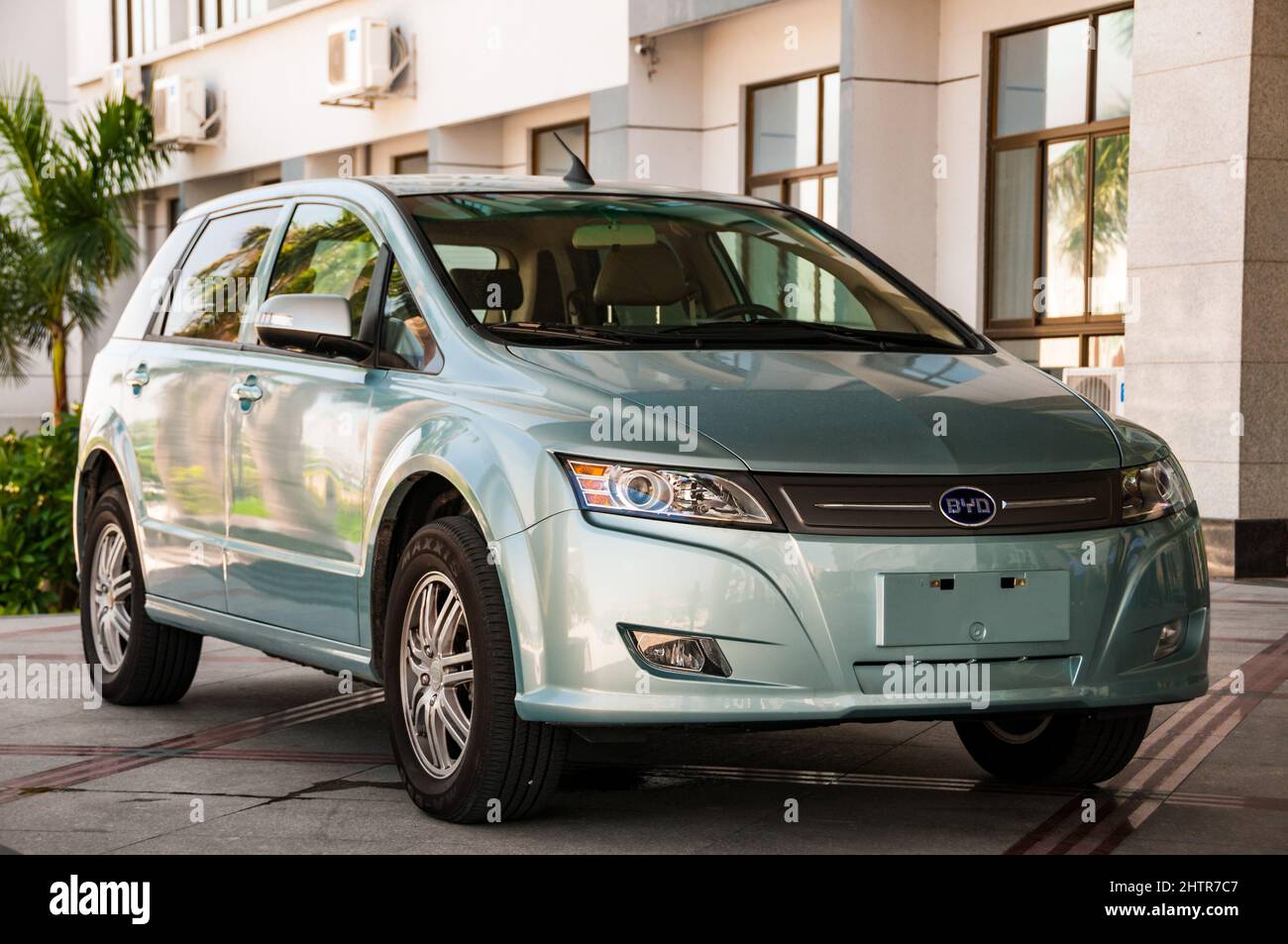 An early pre-production BYD e6 at BYD’s Pingshan factory in Shenzhen ...