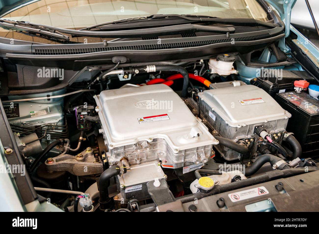 Motor of an early pre-production BYD e6 at BYD’s Pingshan factory in ...