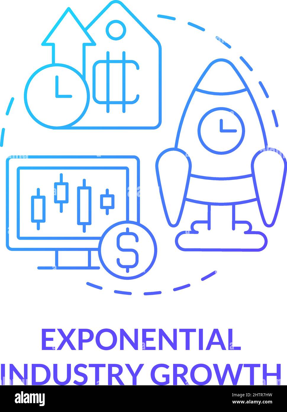 Exponential industry growth blue gradient concept icon Stock Vector ...