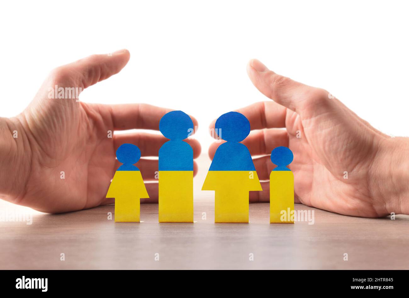 Concept of humanitarian aid for Ukrainian war refugees with cutout ...