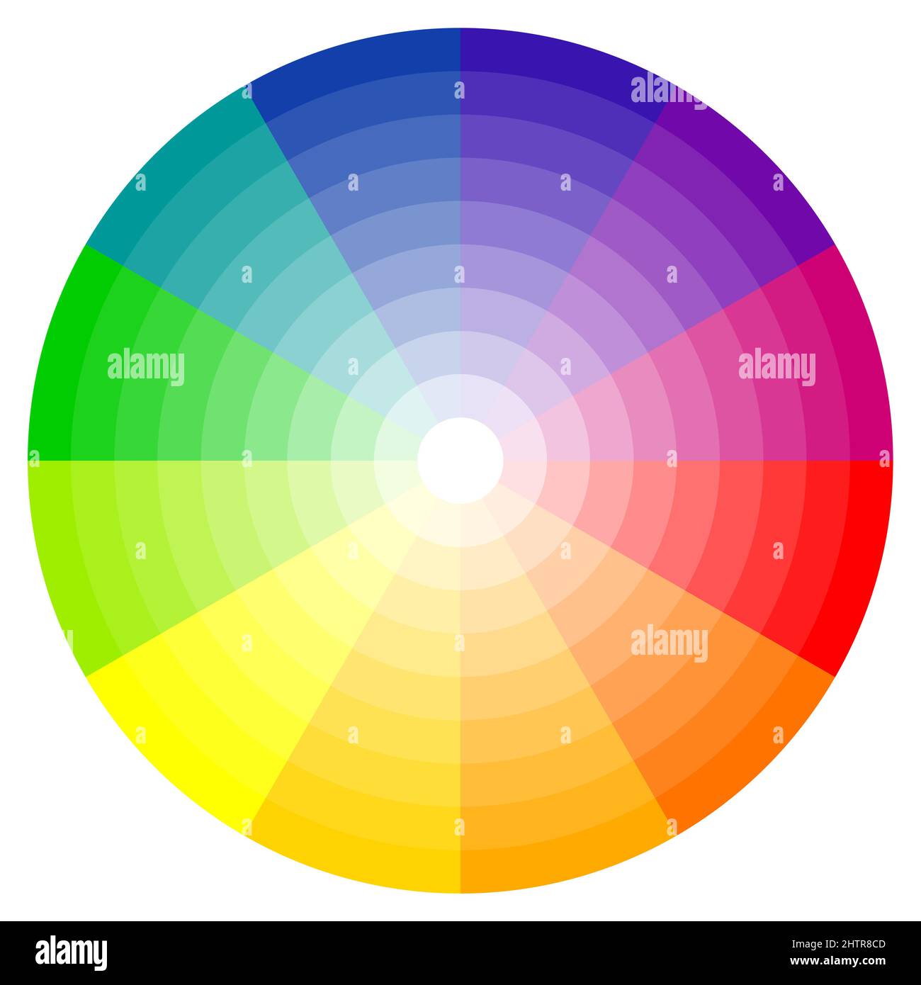 illustration of printing color wheel with twelve colors in gradations ...