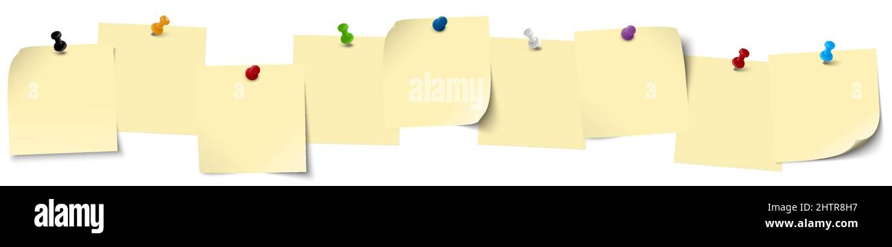 eps vector illustration with business little sticky notes in a row with ...