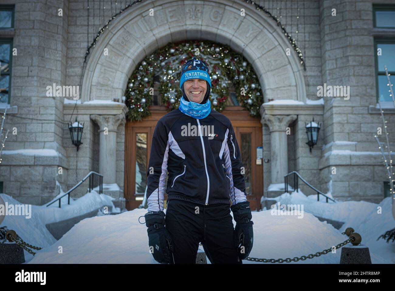 Quebec City mayor Bruno Marchand is pictured in front of the City hall ...