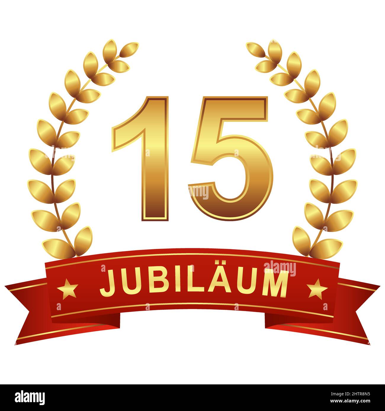 Jubilee button with banner for 15 years (text in german Stock Vector ...
