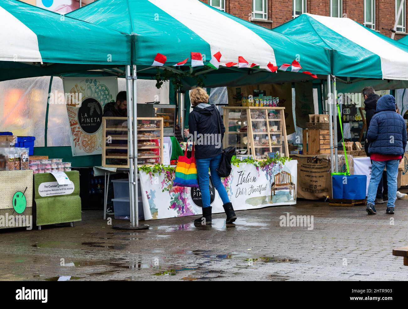 Truro, UK,2nd March 2022,A few people were out shopping despite the ...