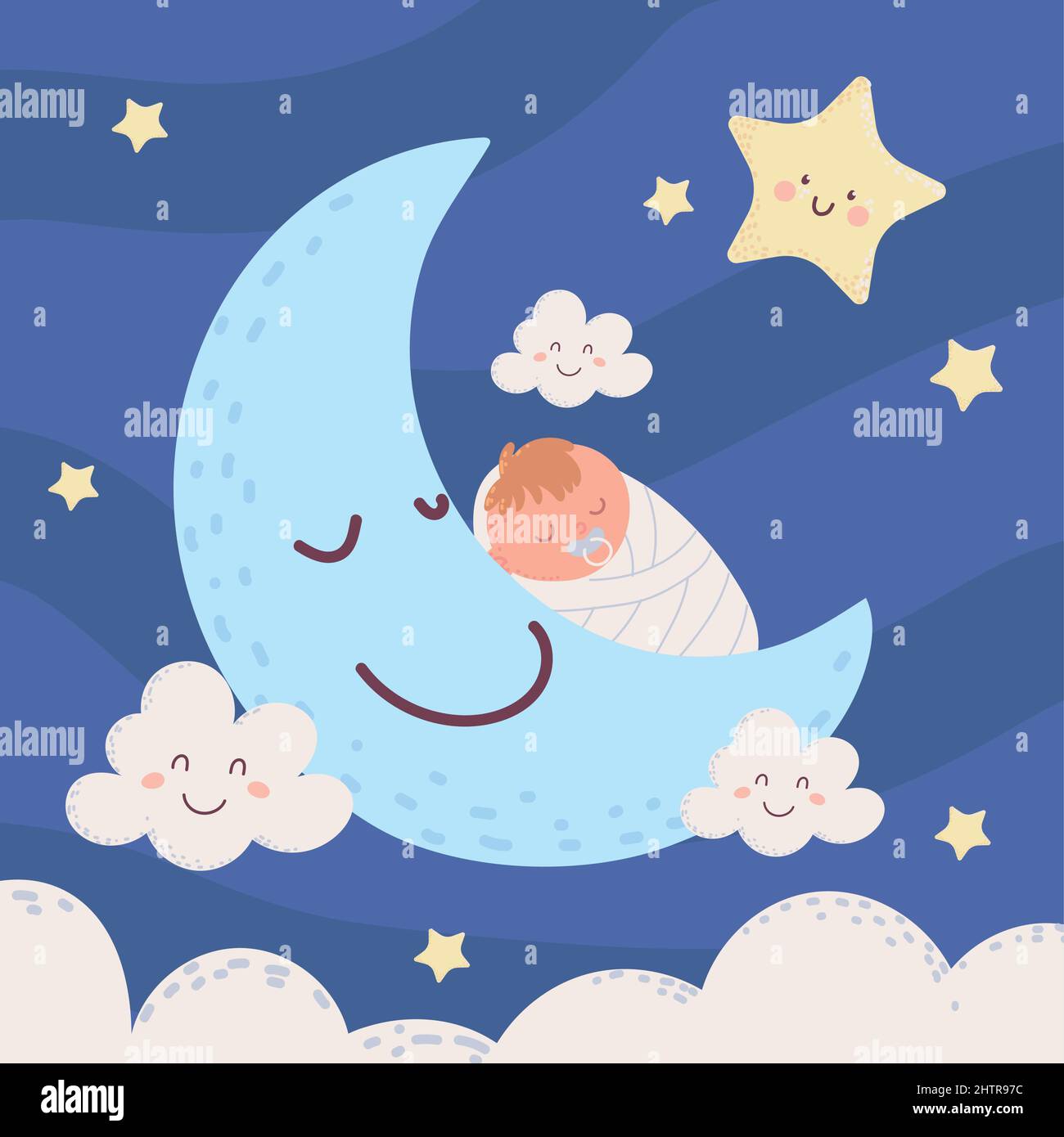 sleeping baby on moon Stock Vector Image & Art - Alamy