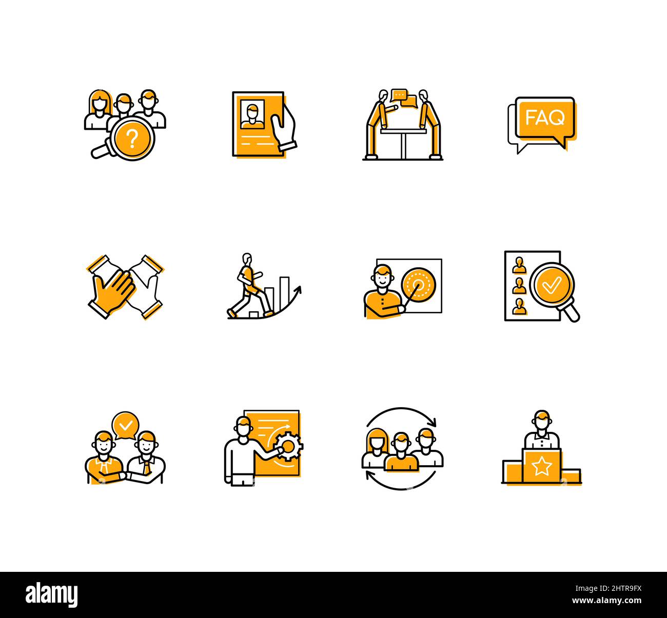 Career and work - modern line design style icons set with editable ...